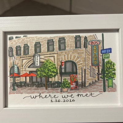 THE FRAMED MINI: Custom First Date Portrait, Where He Proposed, Gift ...