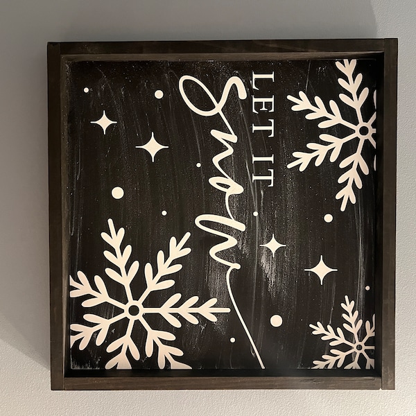 Let is Snow Sign, Snowflake Sign Decor, Modern Farmhouse Christmas Wood ...