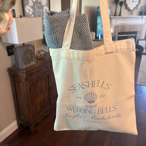 Seashells and Wedding Bells Customizable Bachelorette Party Tote Bag ...