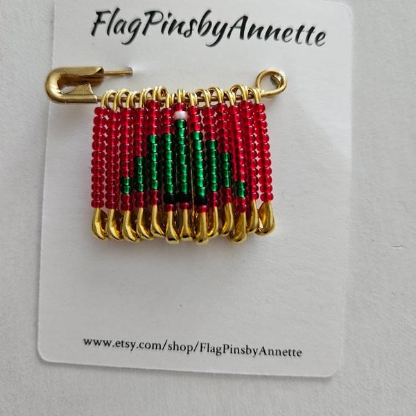 Puerto Rico Flag Beaded Pin: Handmade Safety Pin Brooch - Etsy