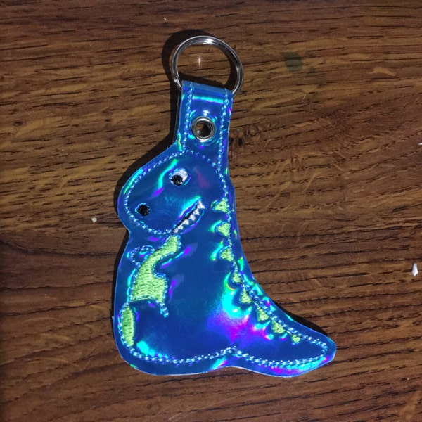 Dinosaur Key Fob, Machine Embrodiery Design, ITH, in the Hoop, Key Fob ...