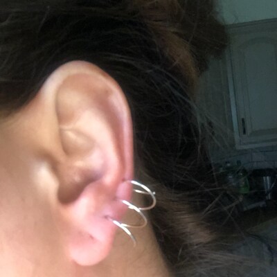 Three Piercing Earring Triple Piercing Triple Hoop Earring Triple ...