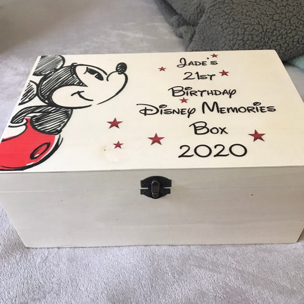 Vintage Disney Keepsake Memory Box Personalized 21st Birthday Wooden ...