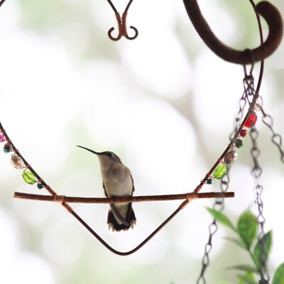 HUMMINGBIRD SWING, Hummingbird Perch Blue and Purple Beads, Copper Wire ...