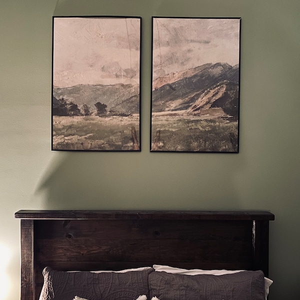 Two Piece Landscape Print SET | Split Panel PRINTABLE | Vintage Digital ...