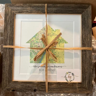 Split House Map Moving Away Gift the Journey Continues Retirement Gift ...