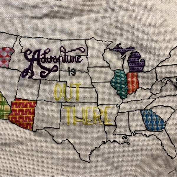 Stitching the States - Us Map Embroidery or Cross Stitch Pattern ...