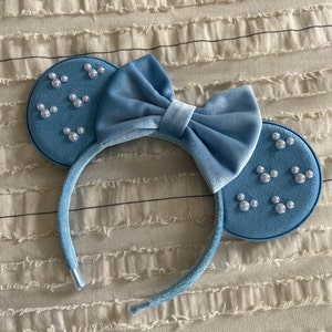 Mickey Pearls Ears, Mickey Ears, Minnie Ears, Sky Blue Ears, Mouse Ears Headband, Velvet Mickey ...