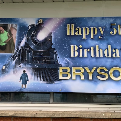 The Polar Express Birthday Banner Vinyl or Poster Personalized ...