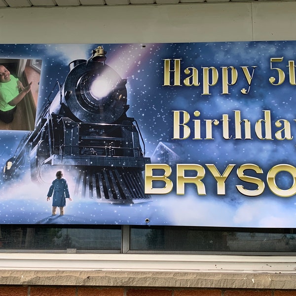 The Polar Express Birthday Banner Vinyl or Poster Personalized ...