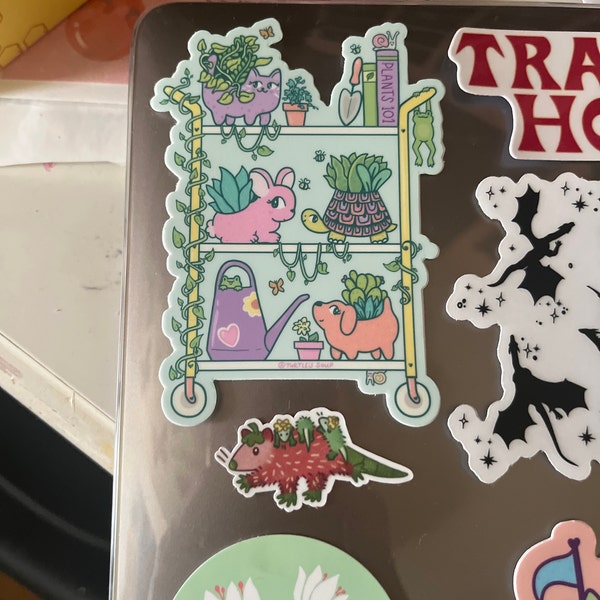 Planter Pets Vinyl Sticker, Planter Pets on Garden Cart, Cute Garden ...