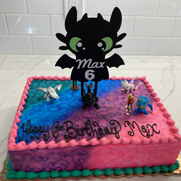 Toothless How to Train Your Dragon Night Fury Customizable Cake Topper ...