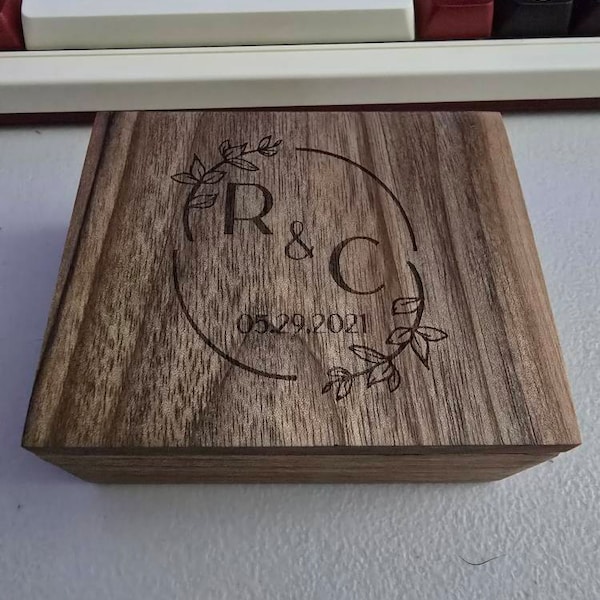 Personalized Wooden Photo Box, Custom Engraved Pull up Photo Box ...