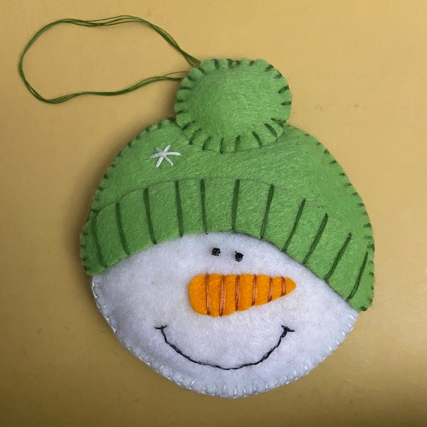Felt PATTERN Snowman Face Ornament, Snowman Head Christmas Decorations ...