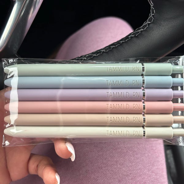 Custom Pens｜personalized Pens｜set of 6 Custom Engraved Soft Touch Pens ...