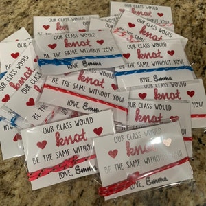 Knot Valentines, PRINTED Friendship Bracelet Valentine's Day Cards for ...