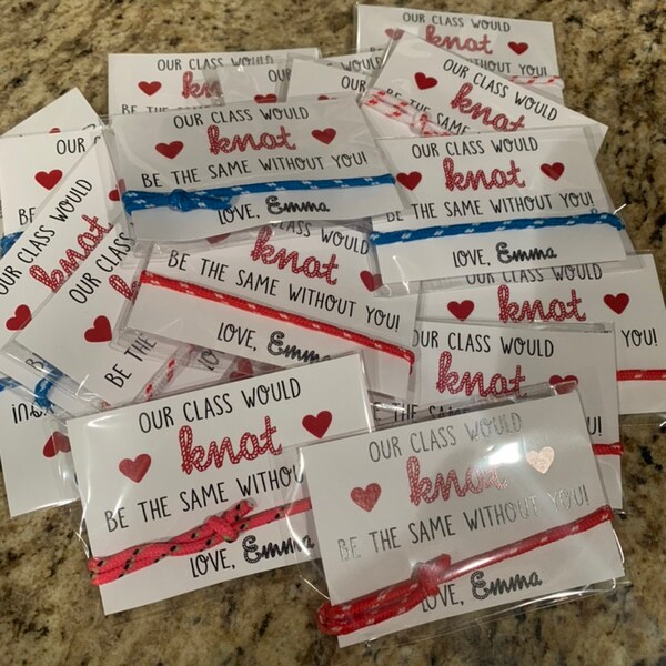 Knot Valentines, PRINTED Friendship Bracelet Valentine's Day Cards for ...