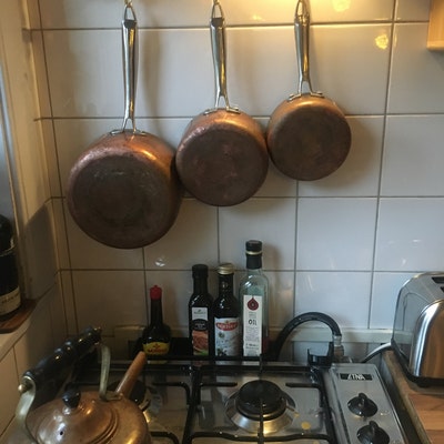 Copper Pipe Pan Utensil Pot Rail 70cm Rack, Steampunk, Rosegold ...