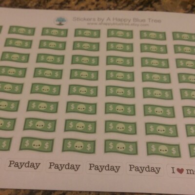 Happy Money Payday Tracker Reminder Cute Kawaii Planner Stickers Erin ...