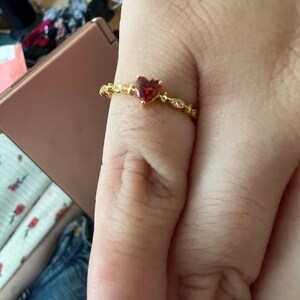 Sterling Sliver Red Tiny Gold Ring, Unique Minimalist Dainty Red Ring ...