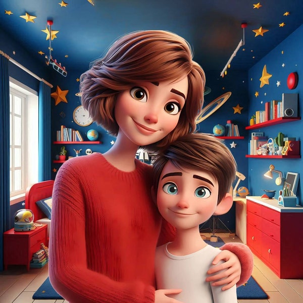 Custom Portrait Pixar Wedding Personalized 3d Cartoon Photo Pixar Style ...