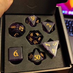 Custom Stone Dnd Dice Set Tiger Eye Dnd Dice Set Sorcerer Dungeons and ...