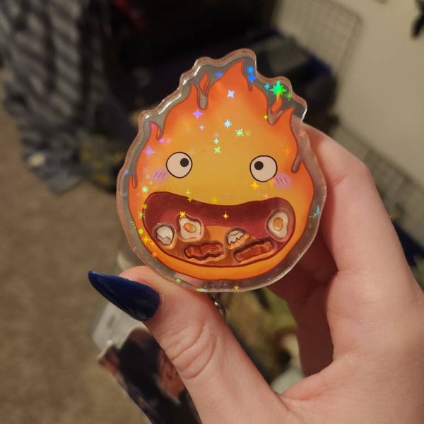 Fire Spirit Shaker Keychain Castle Demon Acrylic Charm Anime Kawaii ...