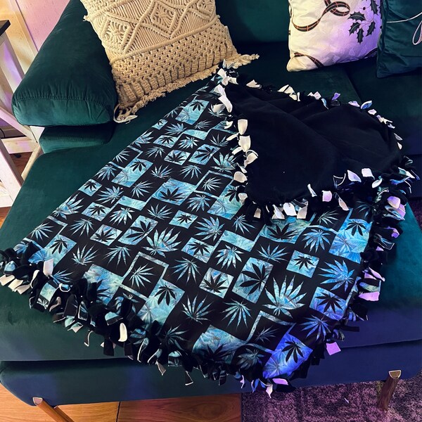 Layered Marijuana Leaves Fabric - Marijuana Leaf Turquoise Squares by ...