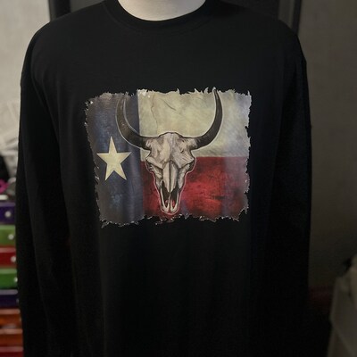 Distressed Bull Skull Texas Flag PNG Sublimation Design, Bull Skull ...
