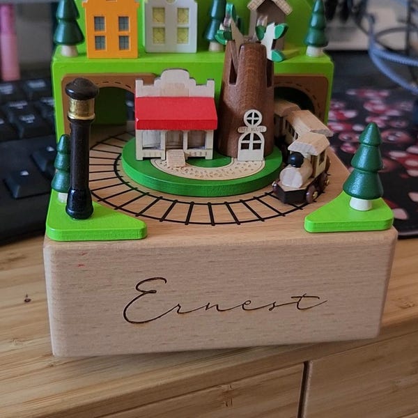 Wooden Music Box, Custom Wooden Handmade Music Box, Train Birthday ...