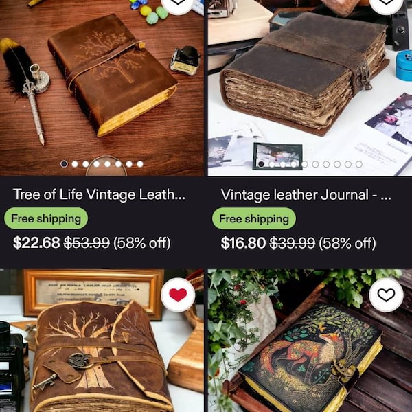Large Journal Pentagram Vintage Leather Journal Grimoire Book of ...