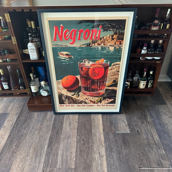 Classic Negroni Cocktail Poster | Vintage Style Alcohol Advertisement ...