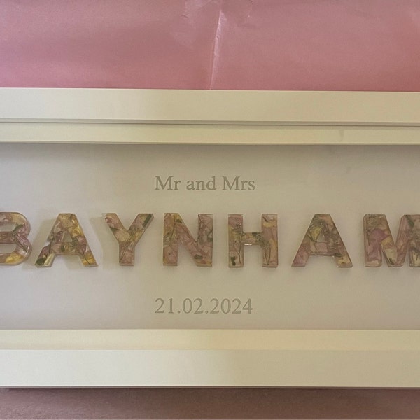 Personalised Name Frame With Real Flowers Flower Preservation, New ...