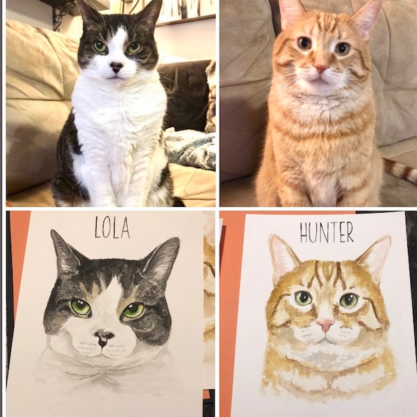 Custom Watercolor Pet Portrait, Commission Artwork, Cat, Guinea Pig ...