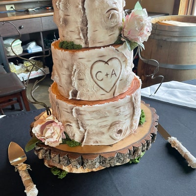 Rustic Wedding Cake Server Set & Knife Cake Cutting Set - Etsy