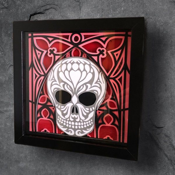 Gothic Skull Shadow Box SVG Template: Halloween Paper Cut Wall Art - Etsy