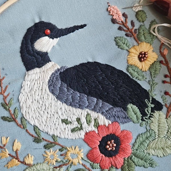 Canadian Loon Hand Embroidery Pattern, Loon Pattern, Bird Embroidery ...