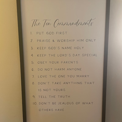 The Ten Commandments Sign Scripture Wood Sign Living Room Wall Decor ...