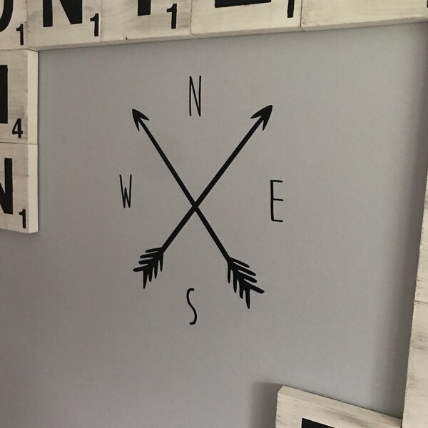 North East South West Compass With Arrows Wall Decal - Arrow Decal ...
