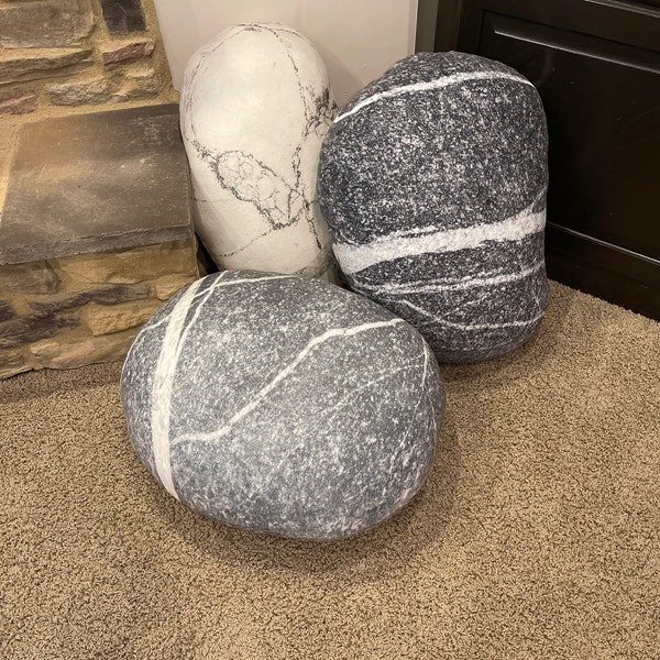 Set of 5 Large Rocks Stone Pillows, Home Decoration, Pebble, Living ...