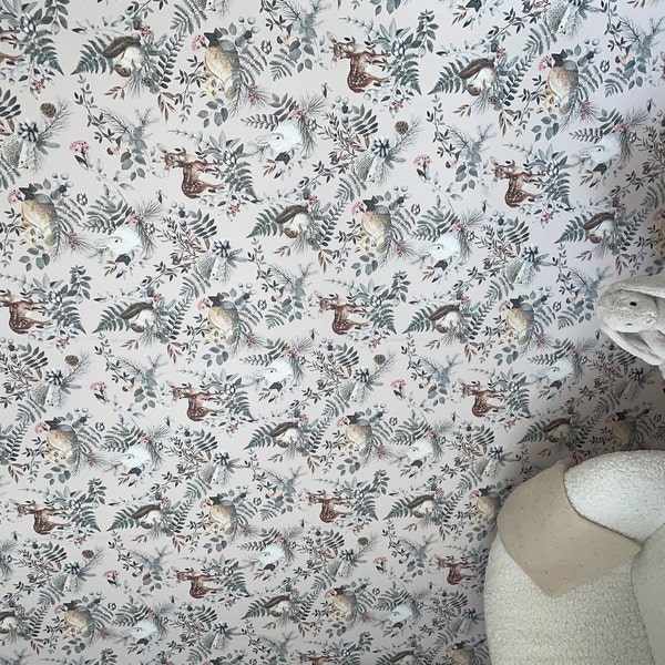 Boho Woodland Nursery Wallpaper - Cute Animals Wall Decor - Forest ...