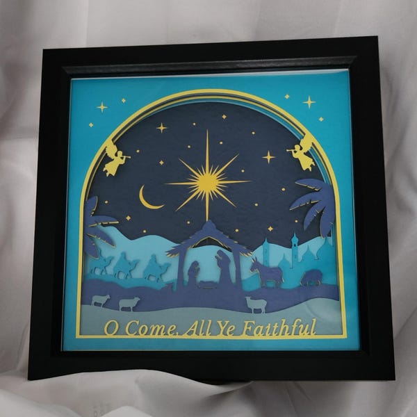3D Nativity Scene Shadow Box, Christmas Shadow Box SVG, Christmas ...