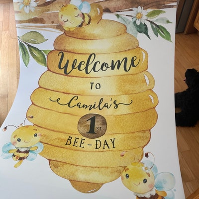 Bee Welcome Sign, Bumble Bee Decor, Little Honey Birthday Party, Bee ...