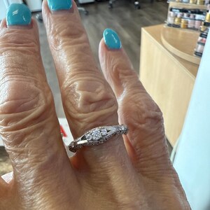 Victorian Enhancer Guard Ring, Round Moissanite Diamond Art Deco Band ...