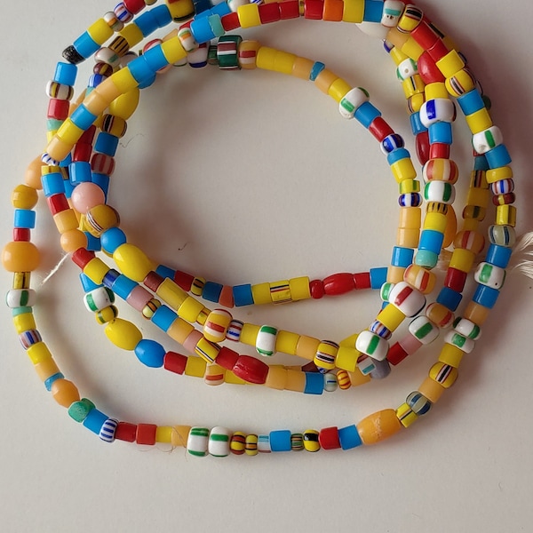 Long Strand of 3-5mm Multicolored Christmas Beads - African Trade Beads ...