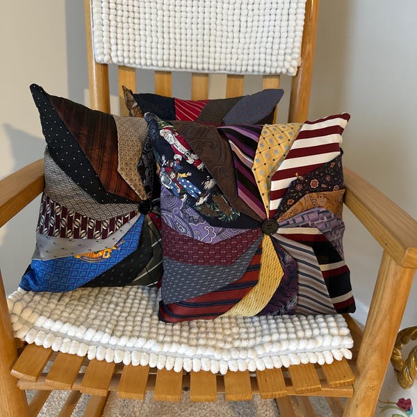 Memory Tie Pinwheel Pillow – Custom Keepsake Gift – Memorial Pillow ...