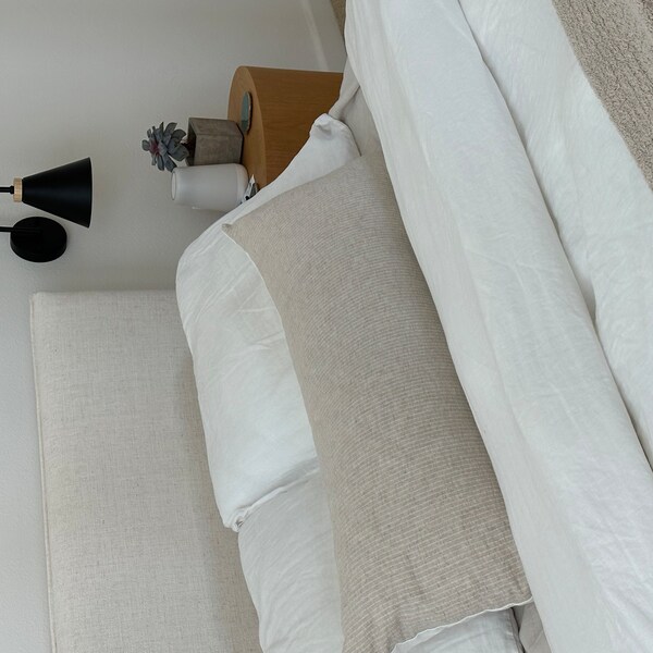 Coastal Blue Pillow Cover Set, Blue Striped Throw Pillow Set, Natural ...