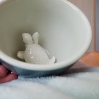 TURTLE Ceramic Mug by Creature Cups Surprise 3D Ocean Animal at Bottom ...