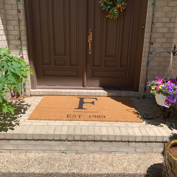 X-large Personalized Coir Doormat: Double Door Welcome Mat (36"x60") - Etsy