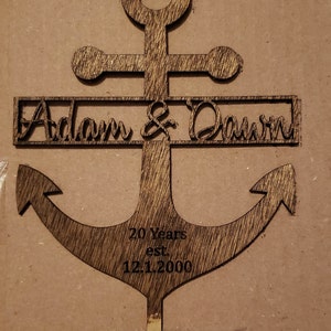 Personalized Anchor Cake Topper, Nautical Wedding Cake Topper, Naval ...